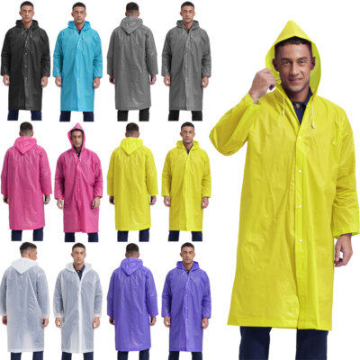 Mens Poncho Windproof Raincoat Boating Rain Jacket Drawstring Rain Suit ...
