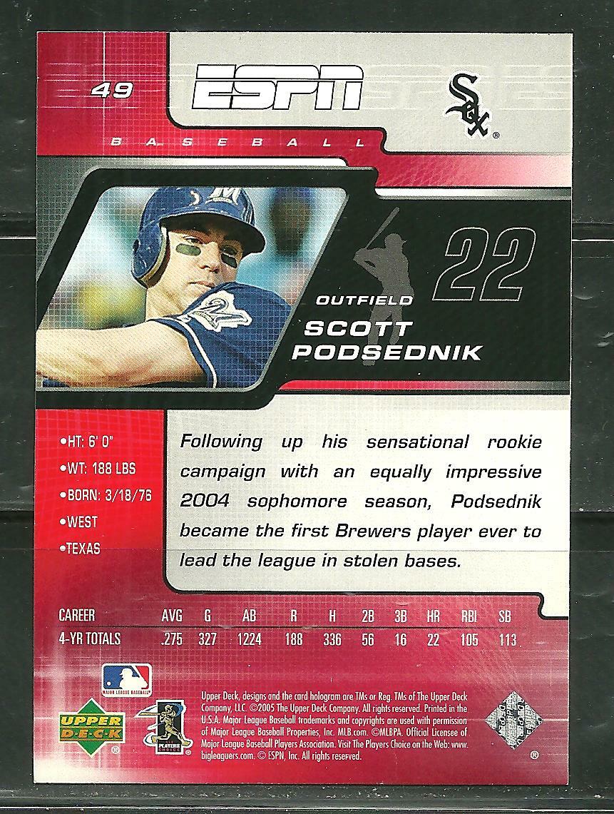 2005 Upper Deck ESPN - Scott Podsednik #49 for sale online | eBay