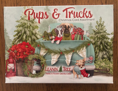 20 Leanin Tree CHRISTMAS Cards, PUPS & TRUCKS, Old Trucks, Dogs, Trees ...