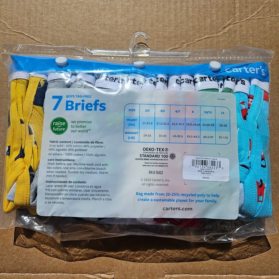 Carter's Boys 7-Pack Boxer Briefs Multi Color Size 4/5, 6/7, 8, 10/12 ...