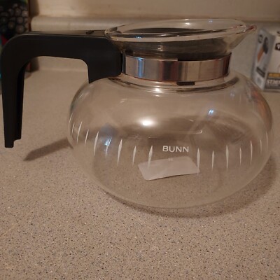 Bunn Coffee Carafe Vintage 8 Cup Glass Pot Black Lid Diner Replacement ...
