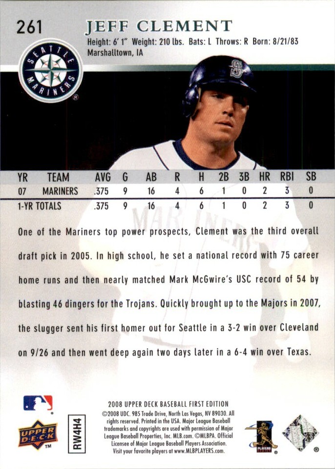 2008 Upper Deck MLB First Edition Jeff Clement #261 | eBay