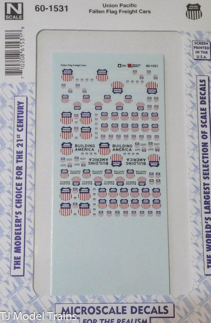 N Union Pacific Fallen Flag Freight Cars Decals - Microscale #60-1531 B ...