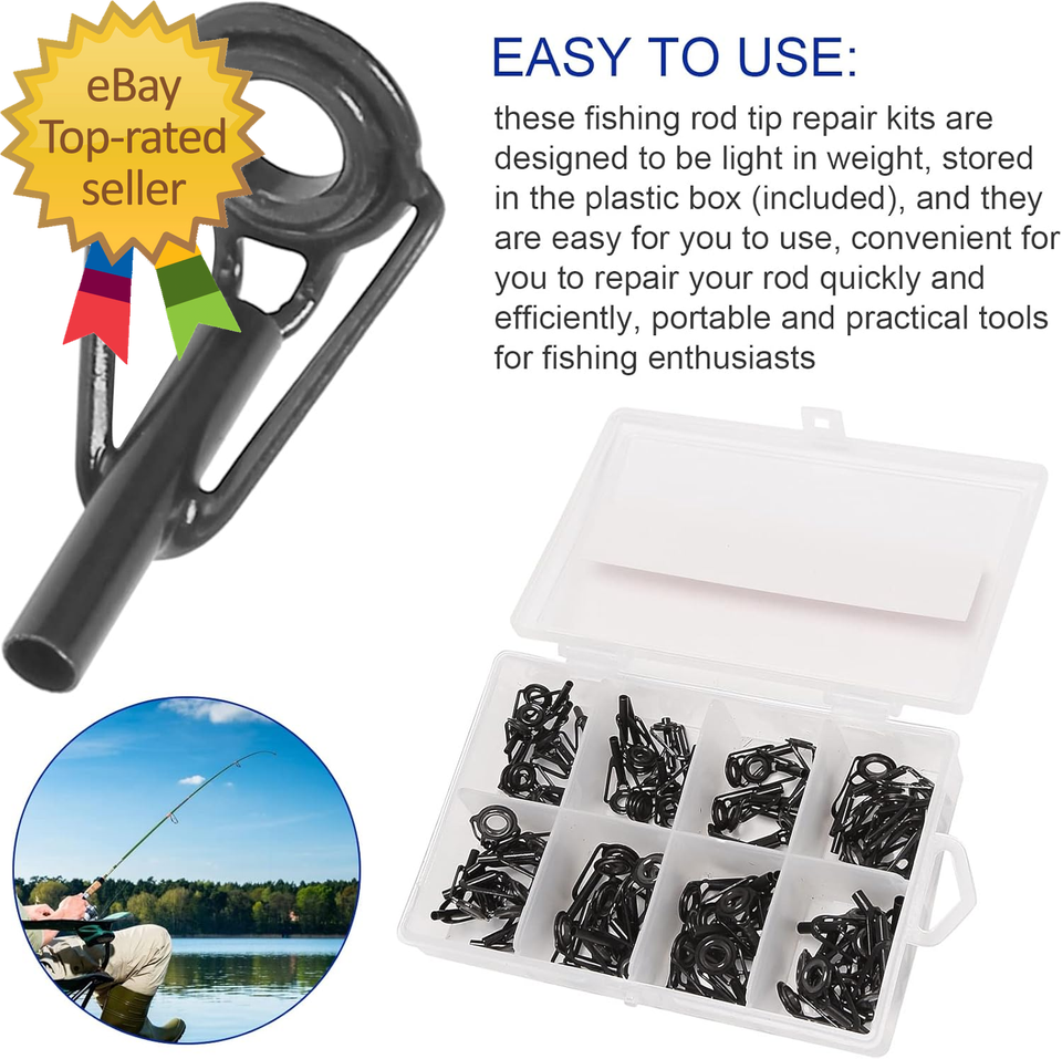 50 Pieces Fishing Rod Tip Repair Kit Rod Tips Kit Replacement for ...