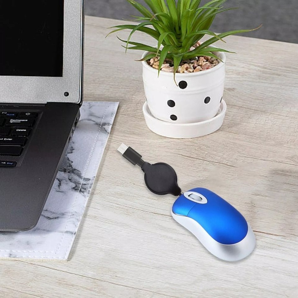 Retractable Cable Wired Mouse Mini Retractable Mouses Creative USB C ...