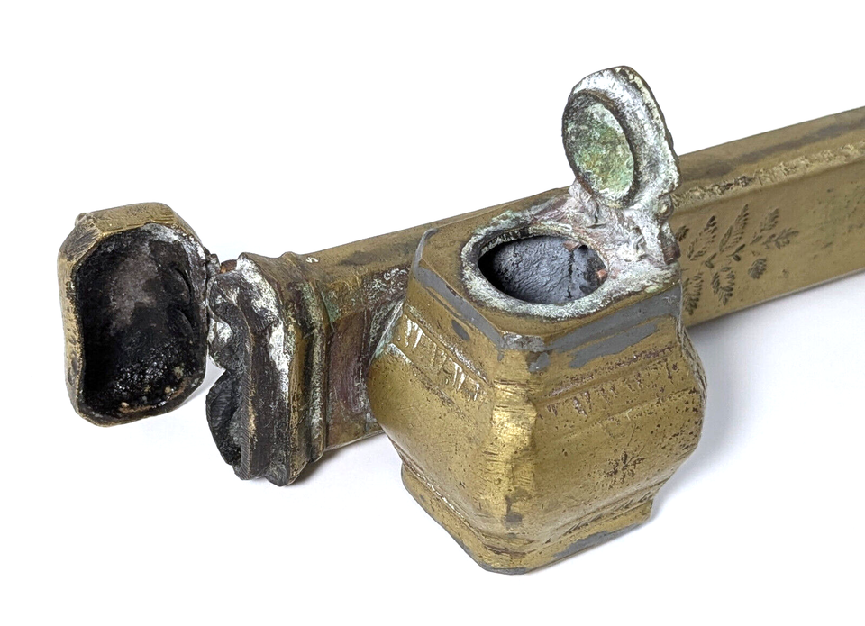 Antique Ottoman Turkish Traveling Scribe Brass Box Quill Pen Inkwell ...