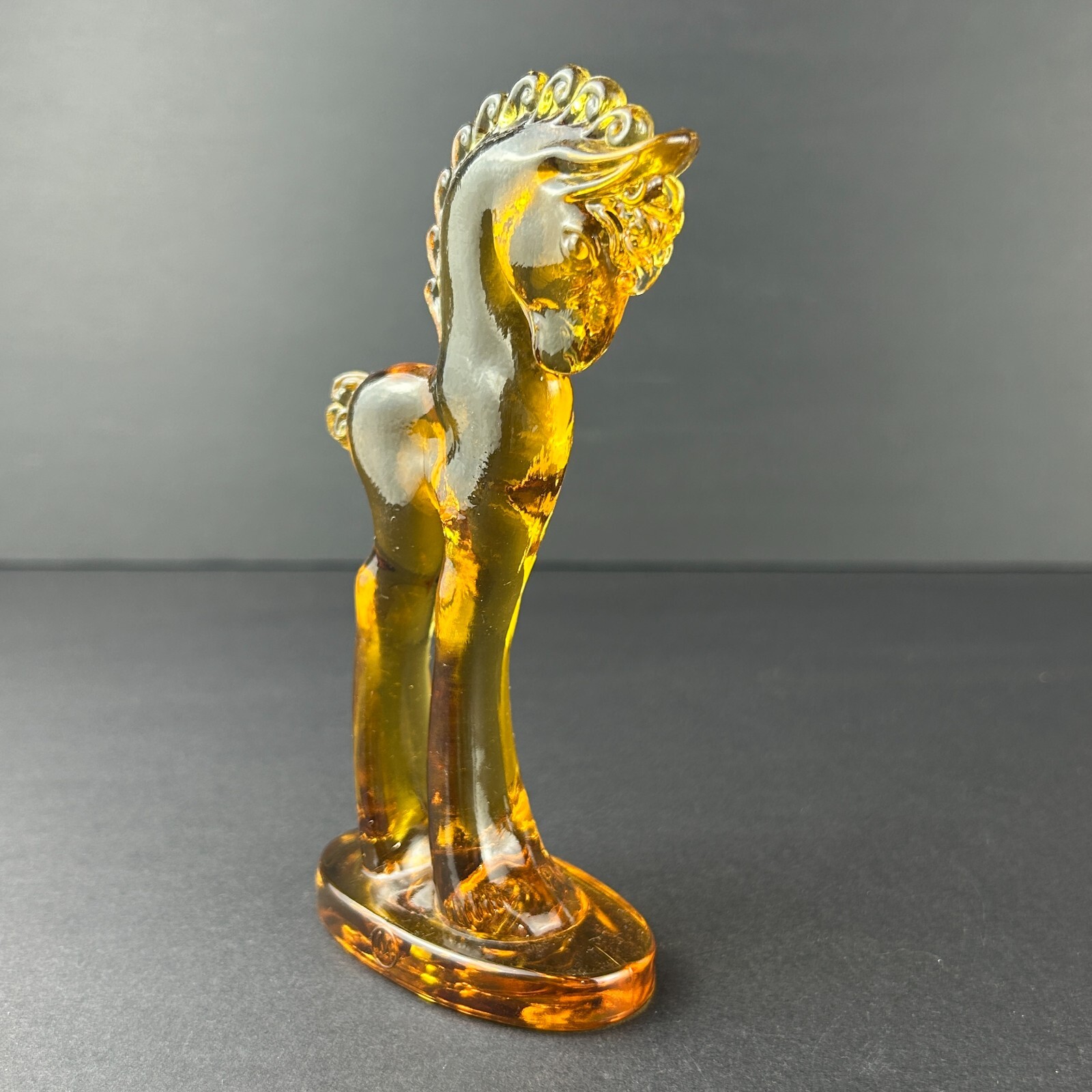 Vintage Mosser Glass Honey Amber Trojan Horse Pony Figurine 5.5" Rare ...