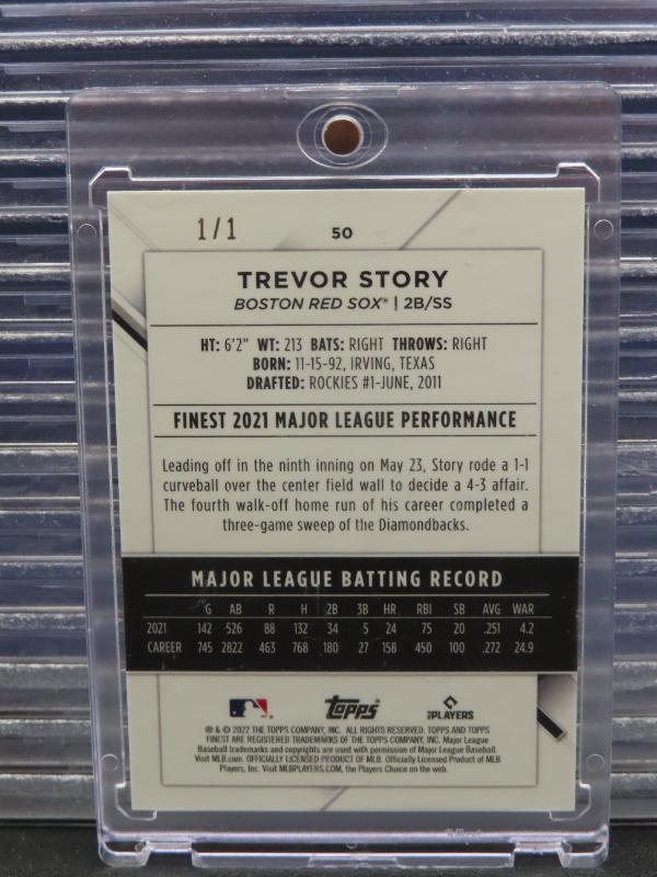 2022 Topps Finest Trevor Story Superfractor Refractor Parallel #1/1 Red ...