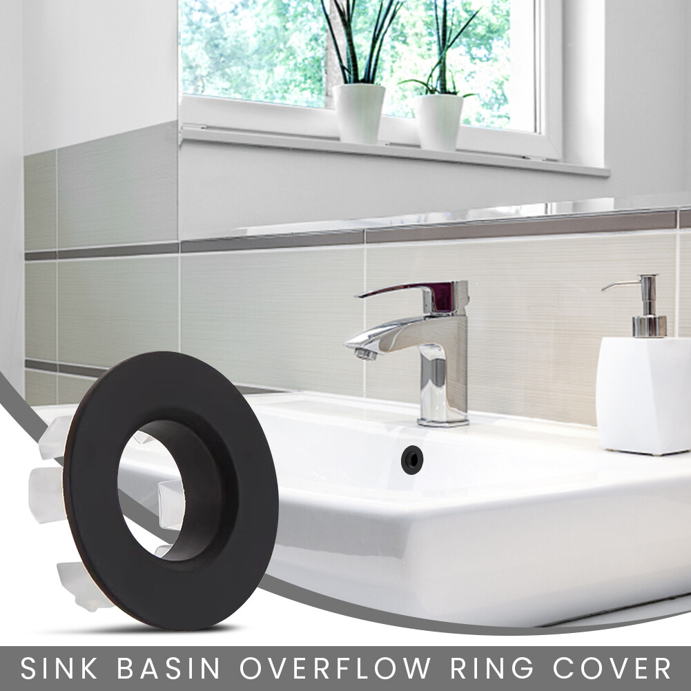 2pcs Bathroom Kitchen Round Sink Overflow Ring Insert Hole Cover Home ...