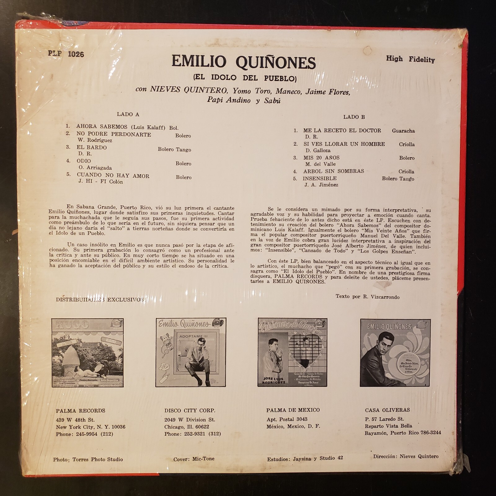 Emilio Quiñones - El Idolo del Pueblo "Ahora Sabemos" Vinyl Record LP ...