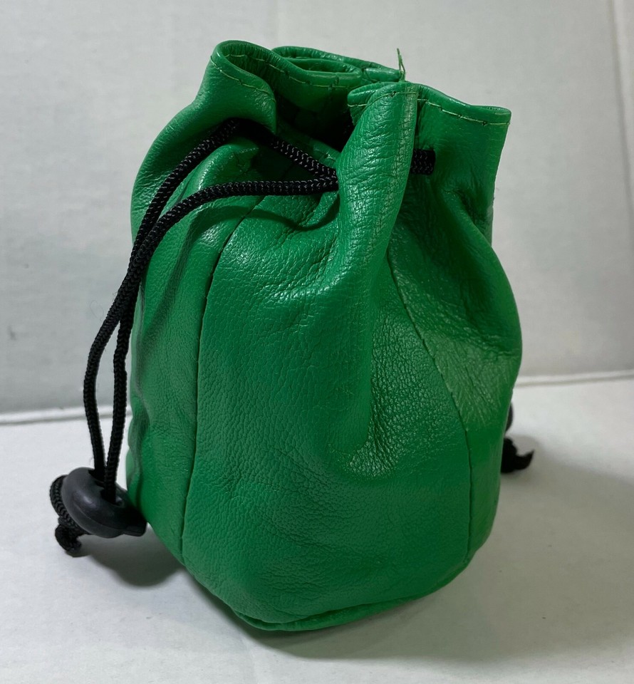 Soft Leather Drawstring Pouch with spring locks Coin Purse wrist pouch ...