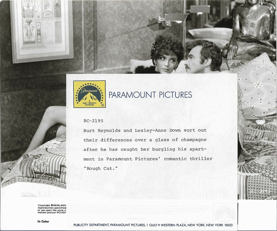 Burt Reynolds Movie Photograph Rough Cut Lesley-Anne Down Promotional ...