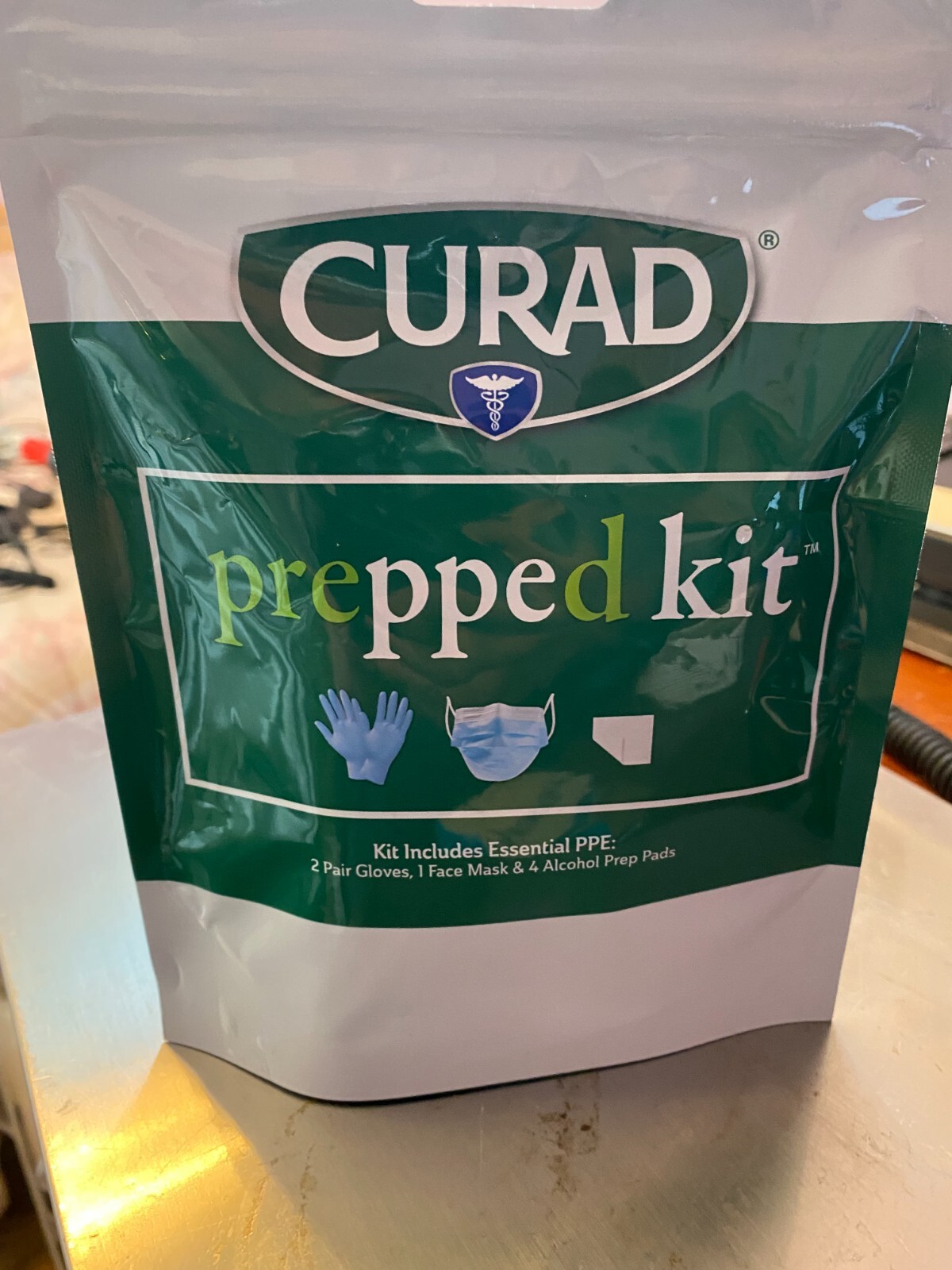 CURAD PPE Travel Prepped Kit, 2 Pair Gloves, Face Mask, 4 Alcohol Prep ...
