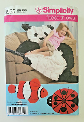 Simplicity Pattern 3955 Panda Bear, Fish, & Lady Bug Fleece Throw One ...