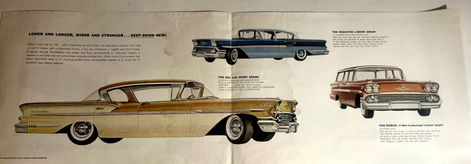 1958 NEW SHAPE CHEVROLET CAR BROCHURE - WITH FOLD-OUT | eBay