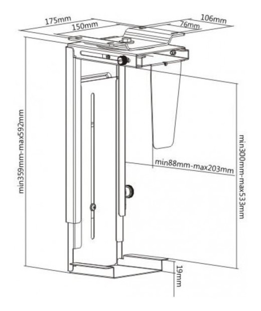 Techly ICA-CS 66 CPU Support Under Desk Black | eBay