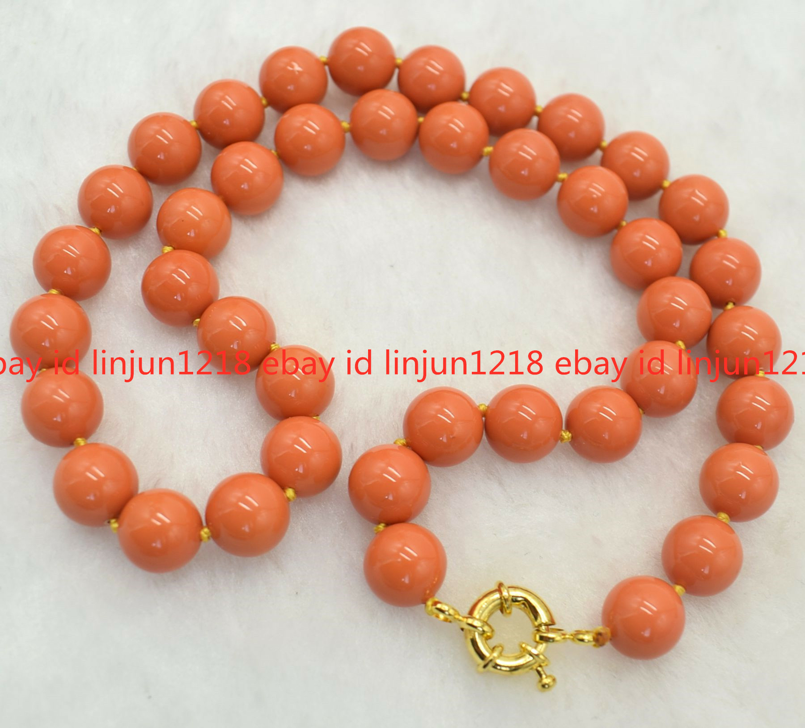 HOT! 8mm 10mm 12mm Orange Shell Pearl Beads Necklace 18'' | eBay