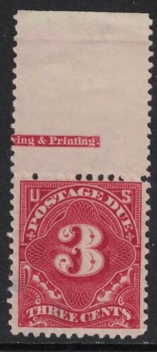 Scott J40 w/ Imprint- Mint, thin- 3c Postage Due- 1895-97, Perf 12, DL ...