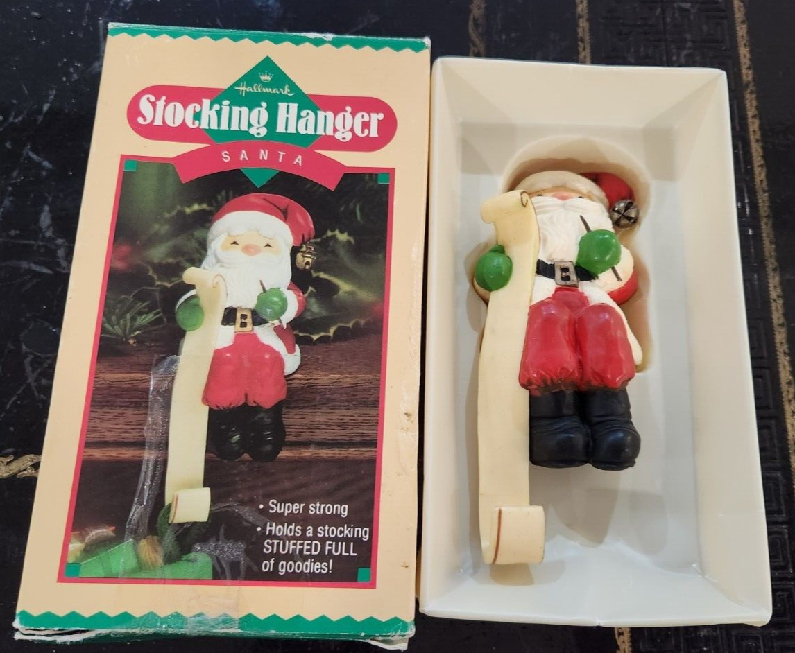 Vintage Hallmark Santa Claus with List Stocking Hanger Christmas ...