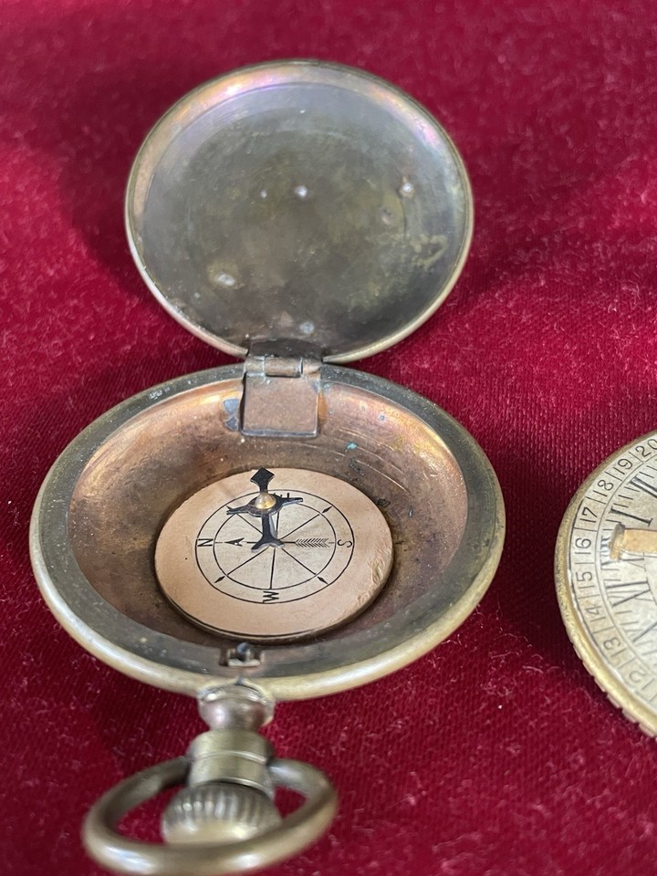 Vintage Rare Pocket Watch Sun Dial Compass Tool. Late 1800s With ...