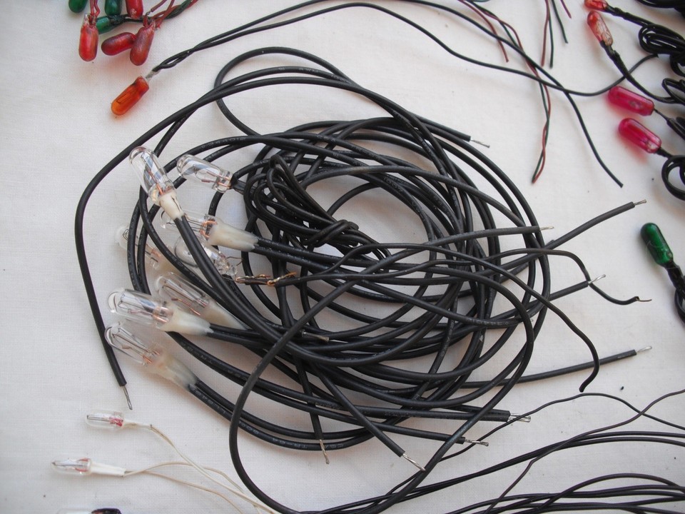 Lot of 57 Assorted Grain of Wheat Light Bulbs, Clear Red Green Colored ...