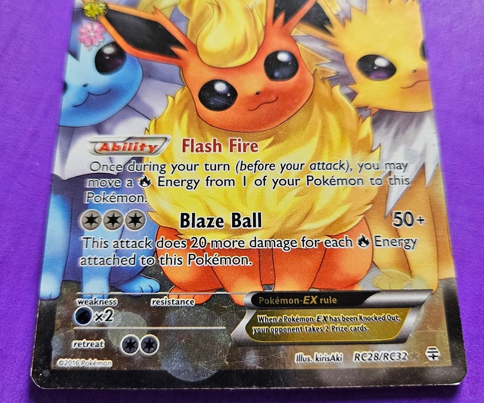 2016 Pokémon TCG Flareon-EX Generations RC28/RC32 Holo Full Art Basic ...