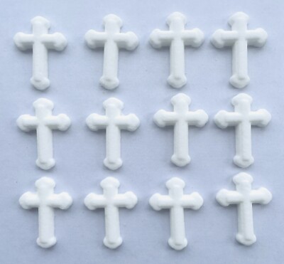 12 Edible Sugar Cross Communion Confirmation Cupcake Baptism Toppers ...