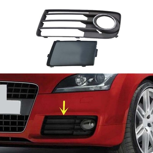 Left Front Lower Bumper Grille Fog Light Cover w/Base Cap For Audi TT ...