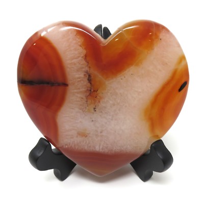 400g LARGE Red Agate Stone Heart 4.25 x 4.125 inches - Has Flaws Stand ...