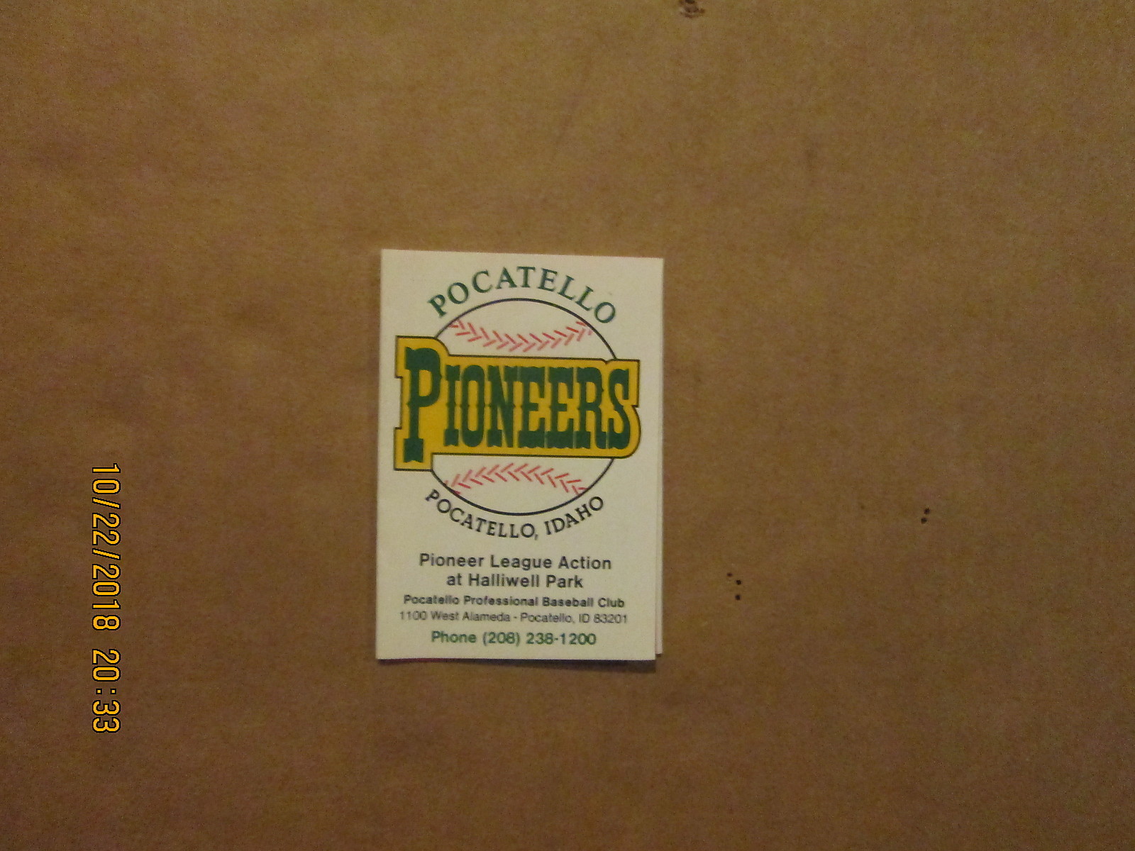Pocatello Pioneers Vintage Defunct Circa 1991 Team Logo Baseball Pocket ...