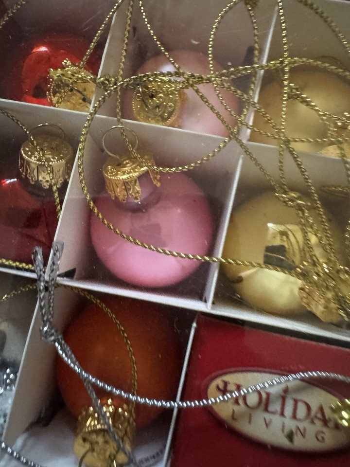 Holiday Living Glass Bulb Ornaments Set 35 Small Multi Color Solids 1. ...