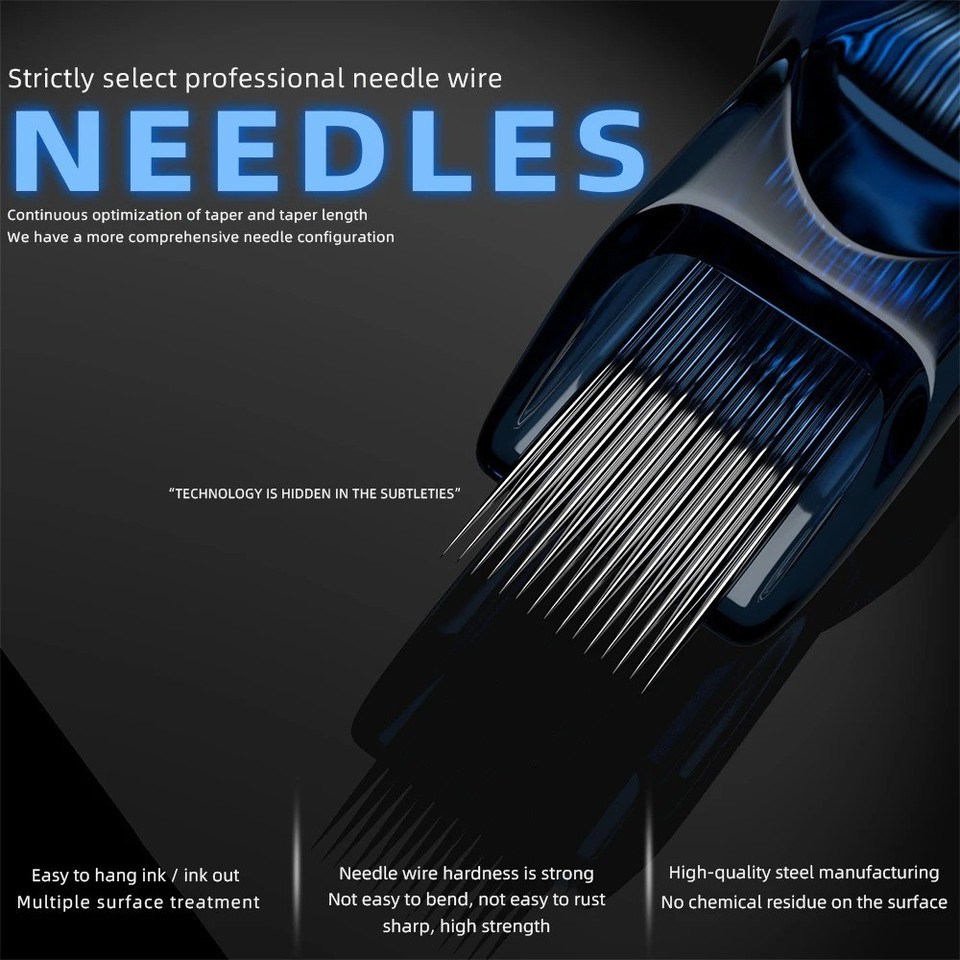 Poseidon 50Pcs Tattoo Cartridge Needles Assorted Mixed Size round Liner ...