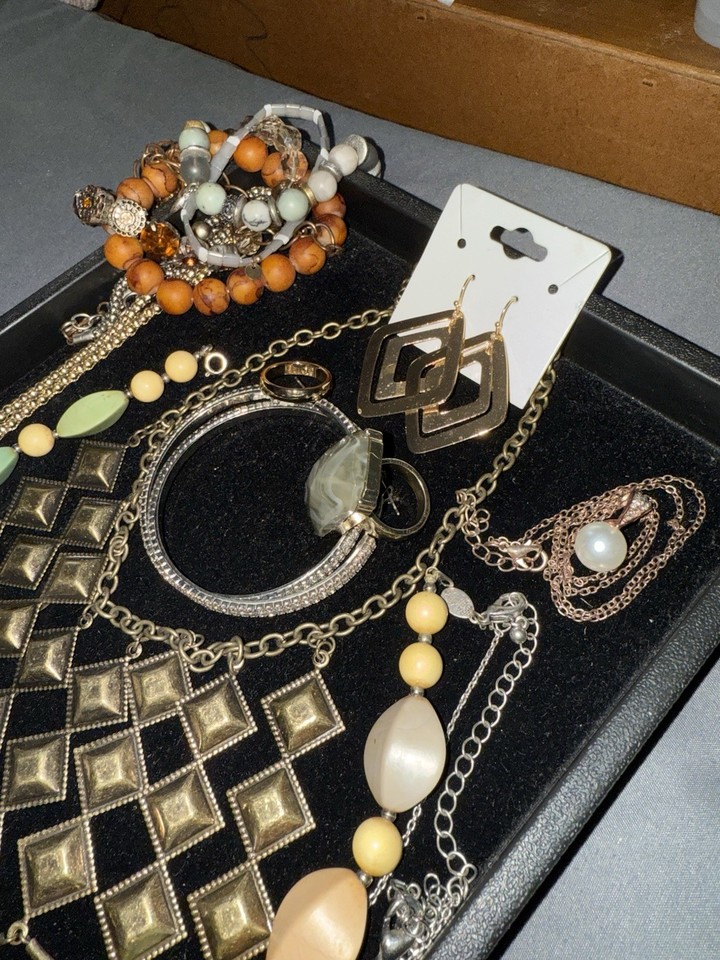 Vintage Natural Stone Gemstone Jewelry Lot 22pc Necklace Bracelet Ring ...