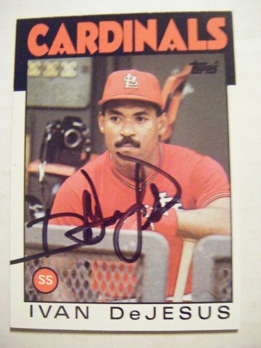 IVAN DeJESUS signed CARDINALS 1986 Topps baseball card AUTO CUBS ...
