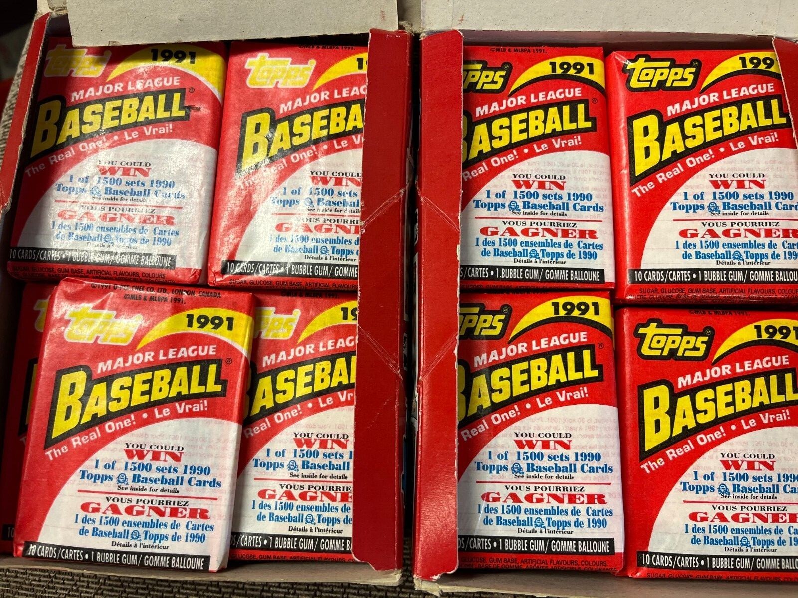 2 PACK LOT RARE WRAPPER VARIATION 1991 TOPPS OPC O PEE CHEE Chipper ...