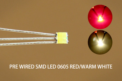 20pcs Pre-soldered Bi-color Red Warm White SMD LED 0605 Anode in Common ...