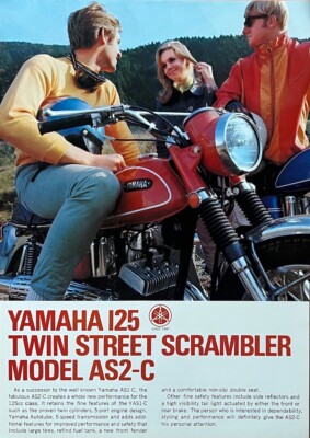 1969 Yamaha 125 Twin Street Scrambler AS2-C double-sided brochure ...