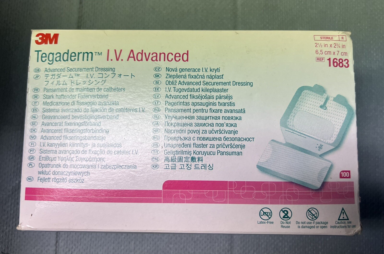 3M 1683 Tegaderm IV Advanced Adhesive Film 2.5 in. x 2.75 in. - 1 Box ...