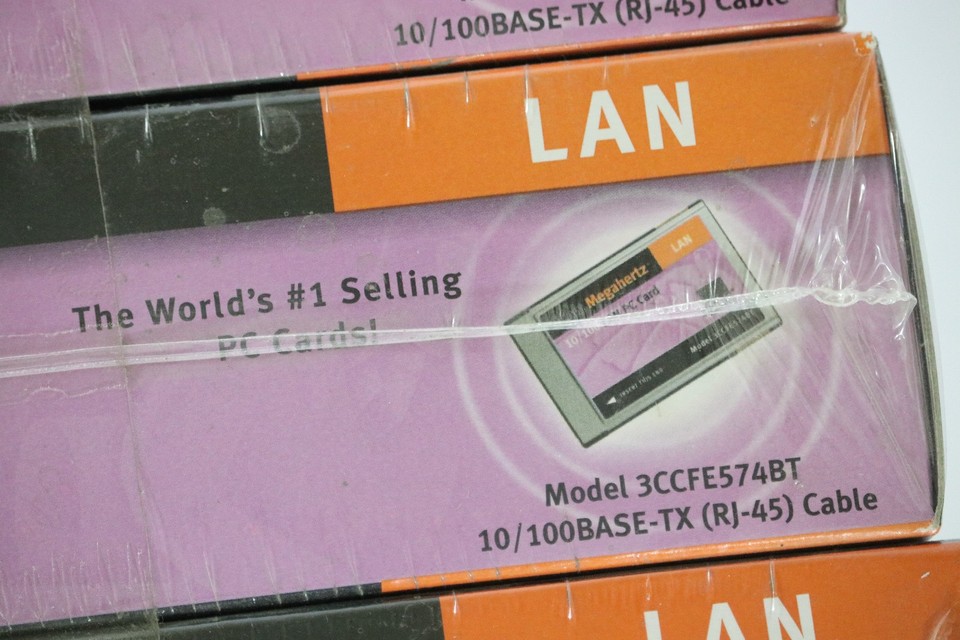 *NEW* 3Com 10/100 PCMCIA Ethernet LAN PC Card 3CCFE574BT BASE-TX Cable ...