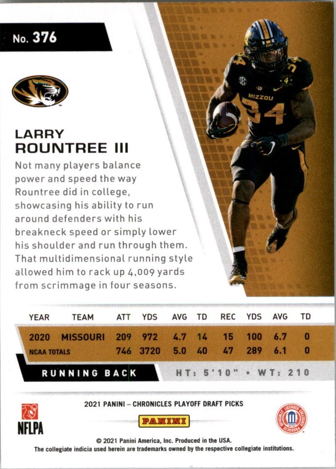 2021 Panini Chronicles Draft Picks Playoff #376 Larry Rountree III - FB ...
