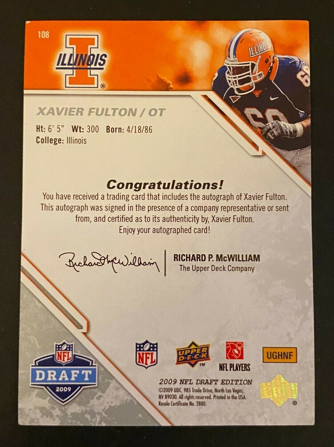 2009 Upper Deck Draft Edition - Autographs #108 Xavier Fulton (AU, RC ...