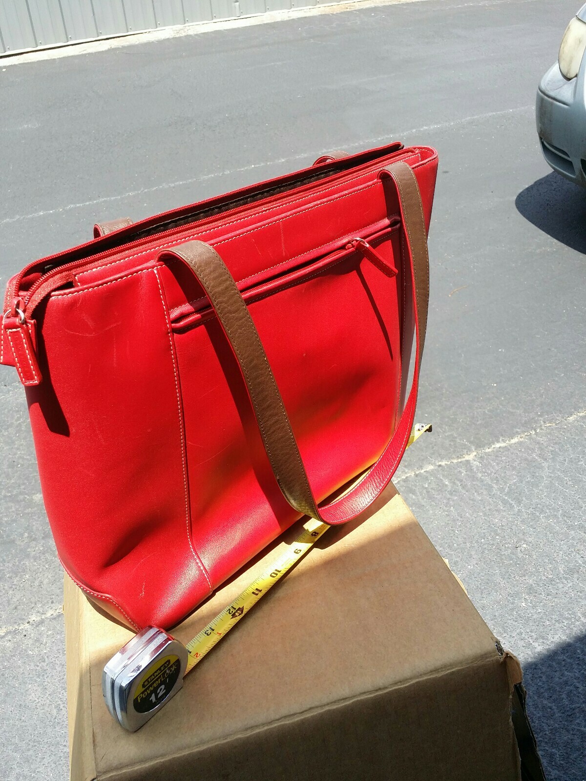 Levenger Multi Compartment Red Leather Business Tote… - Gem