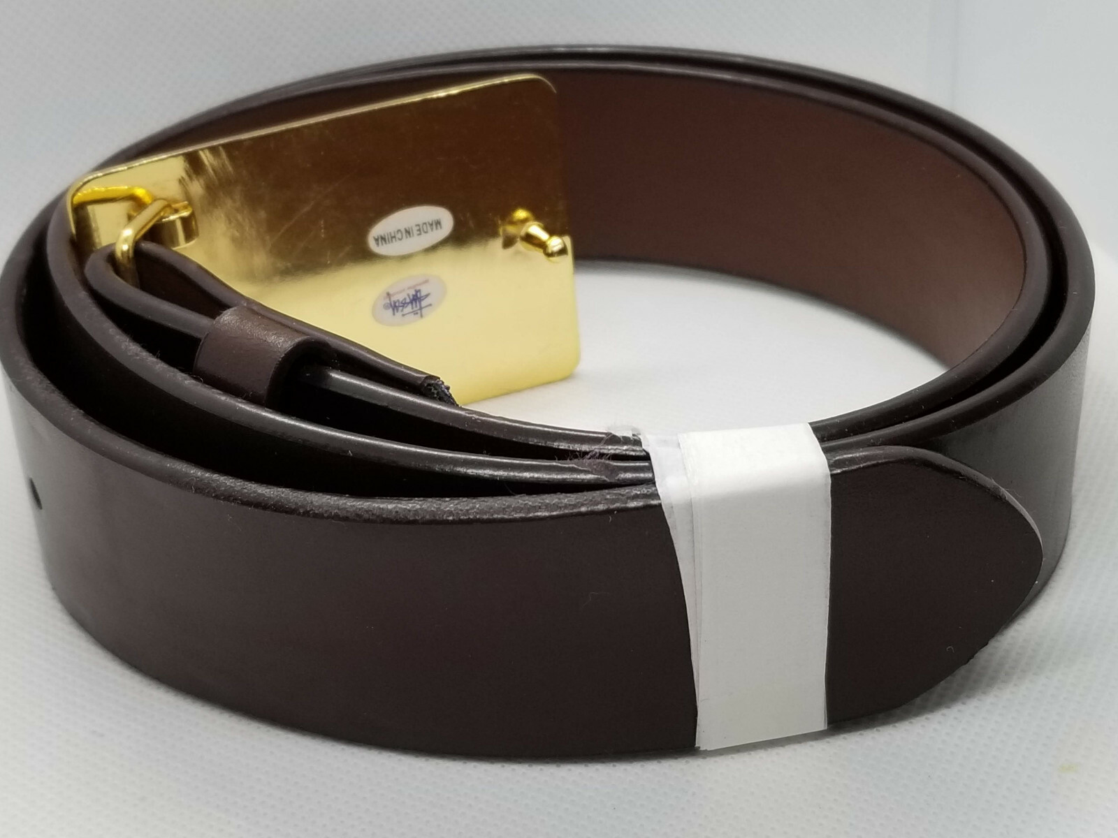 Vintage Stussy Gold Dollar Sign Buckle Leather Belt B… - Gem