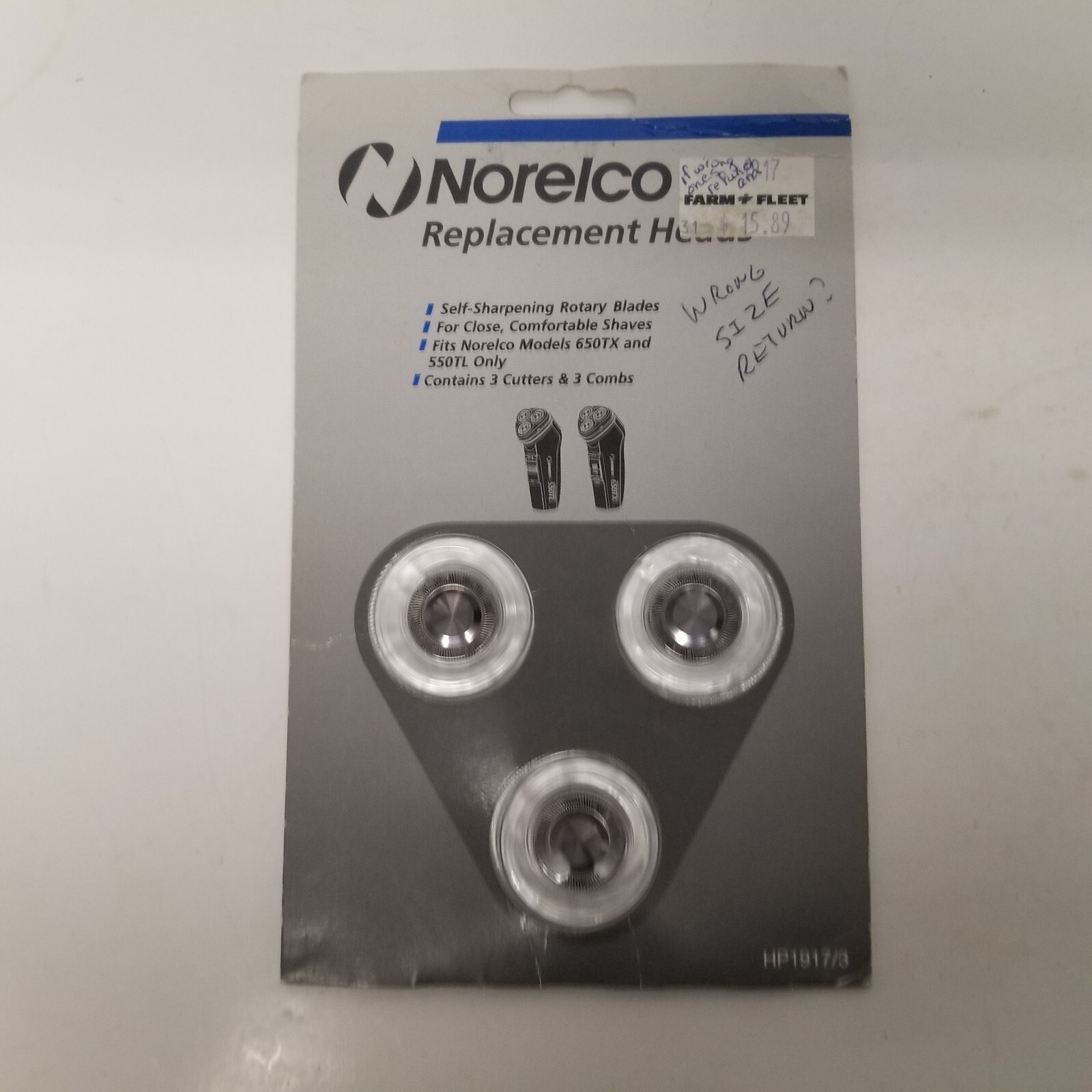 Norelco Replacement Heads 3 Pack HP1917/3, Self Sharpening Rotary ...