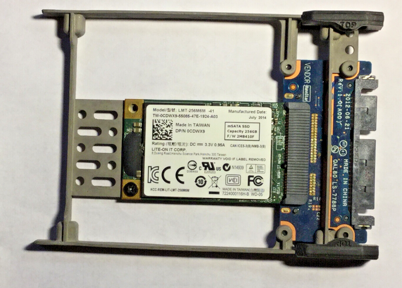 Dell 2.5" SATA to mSATA Adapter Caddy with Lite-On 256GB mSATA SSD | eBay