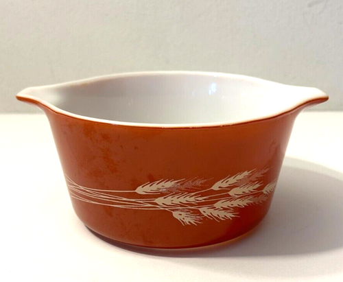 Pyrex Autumn Harvest Wheat #473-B 1QT Orange/Brown Casserole Dish | eBay