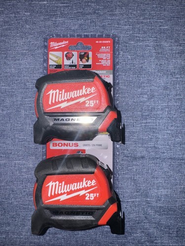 Milwaukee 25 ft. Compact Magnetic Tape Measure double sided (2 Pack) 15 ...