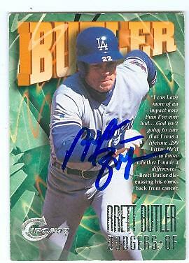Brett Butler autographed baseball card Los Angeles Dodgers 1997 Fleer ...