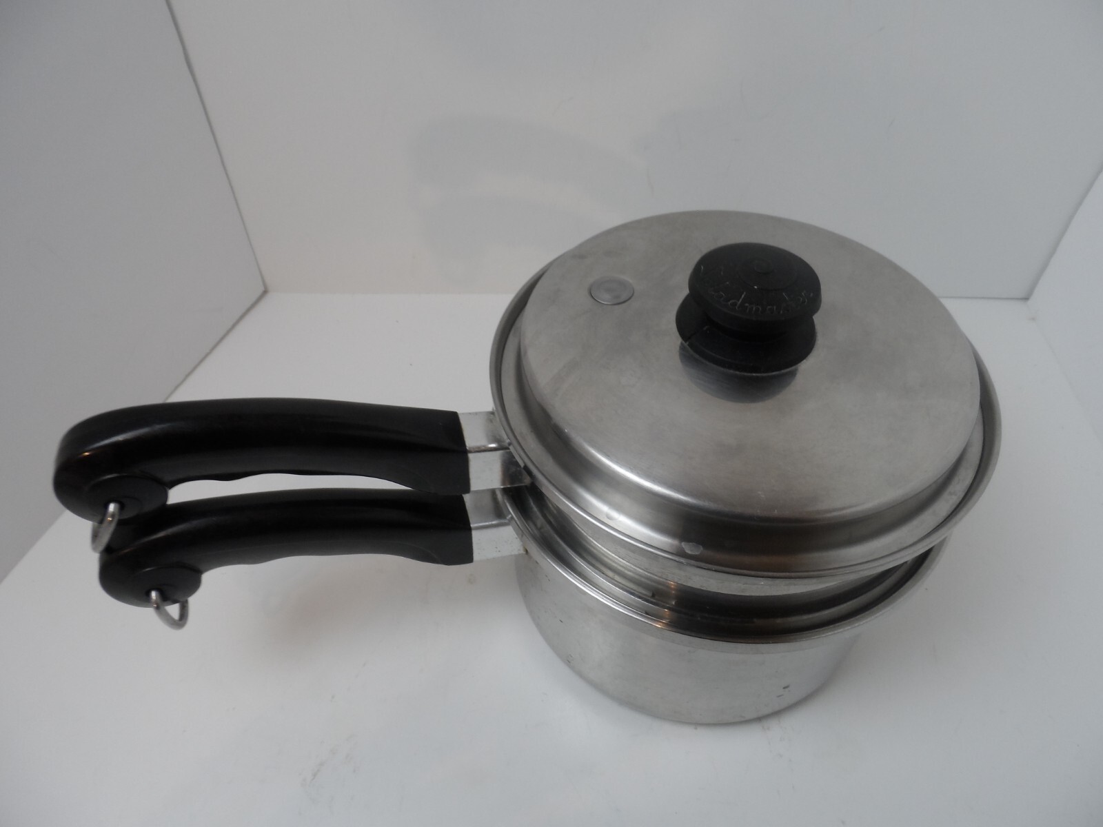 Vtg. Saladmaster 8" Double Broiler Steamer w/Lid Stainless Steel Pots ...