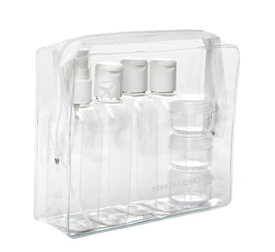 Clear Travel Bags Airport Approved 4 x 100ml Plain Bottle flip cap 3 x ...